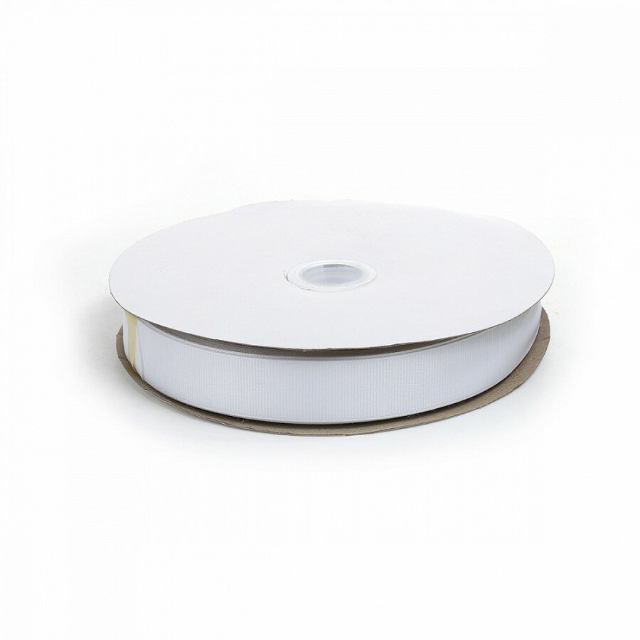 Лента Ideal репсовая в рубчик шир.25мм цв. 029 белый уп.91,4м