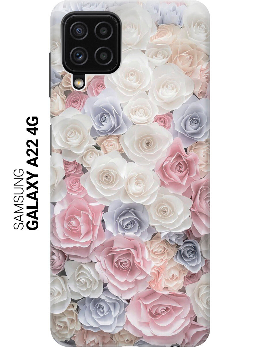 Силиконовый чехол на Samsung Galaxy A22, M32, M22, Самсунг А22, М32, М22 с принтом "Пастельные розы"