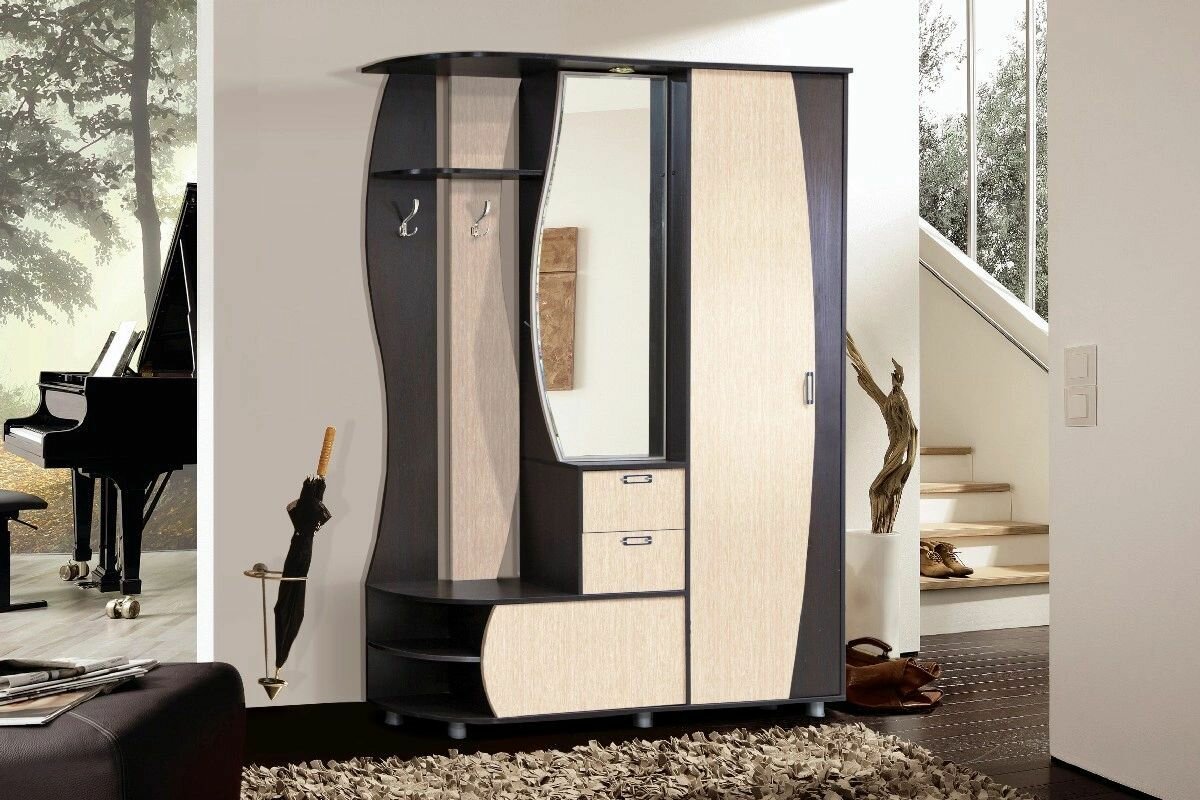 Прихожая Иннэс 1 Дуб Белфорт и Венге линум, ширина 160 см, для прихожей, обувница