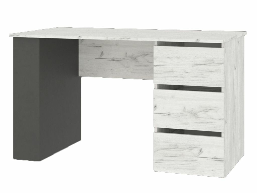 Стол с тумбой Кент-1 Дуб Крафт Белый / Антрацит ширина 130 см ЛДСП с ящиками для спальни для детской