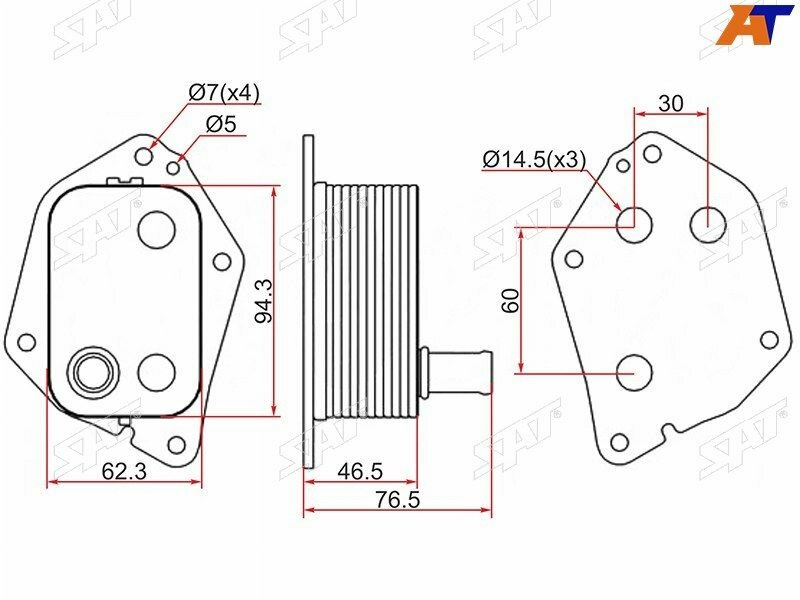 . SAT Радиатор масляный (теплообменник) для HYUNDAI ELANTRA 06-10, ELANTRA 10-, i30 12-, I40 11-, ix35 09-, TUCSON 15-, KIA CEED 07-