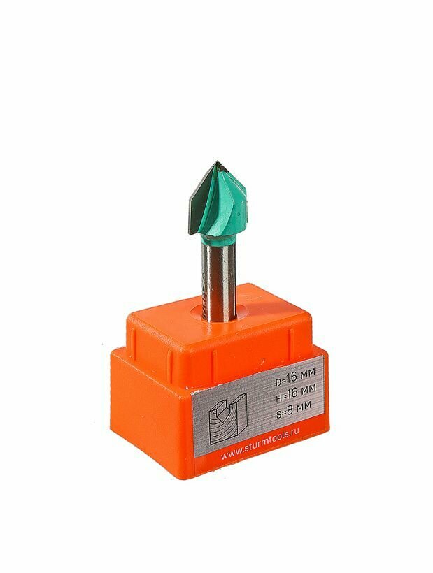 Фреза пазовая V-образная dxhxl 16x16x51 мм, хв.8 Sturm! RB04-081616