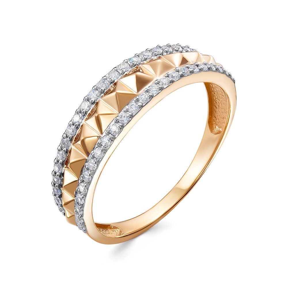 Кольцо, красное золото, 585 проба, фианит