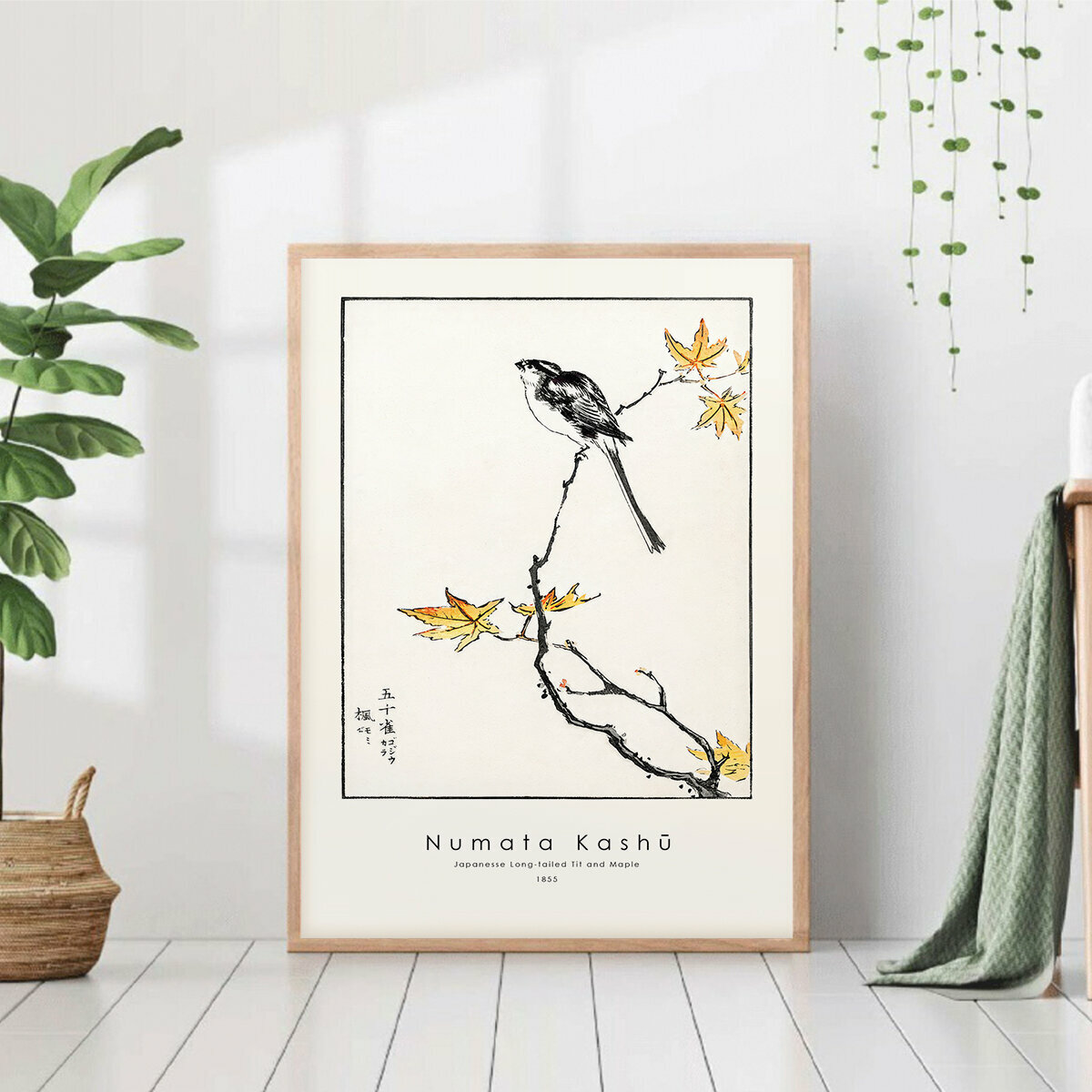 Постер "Птицы в японском стиле репродукция" 50x70 без рамки на стену для интерьера