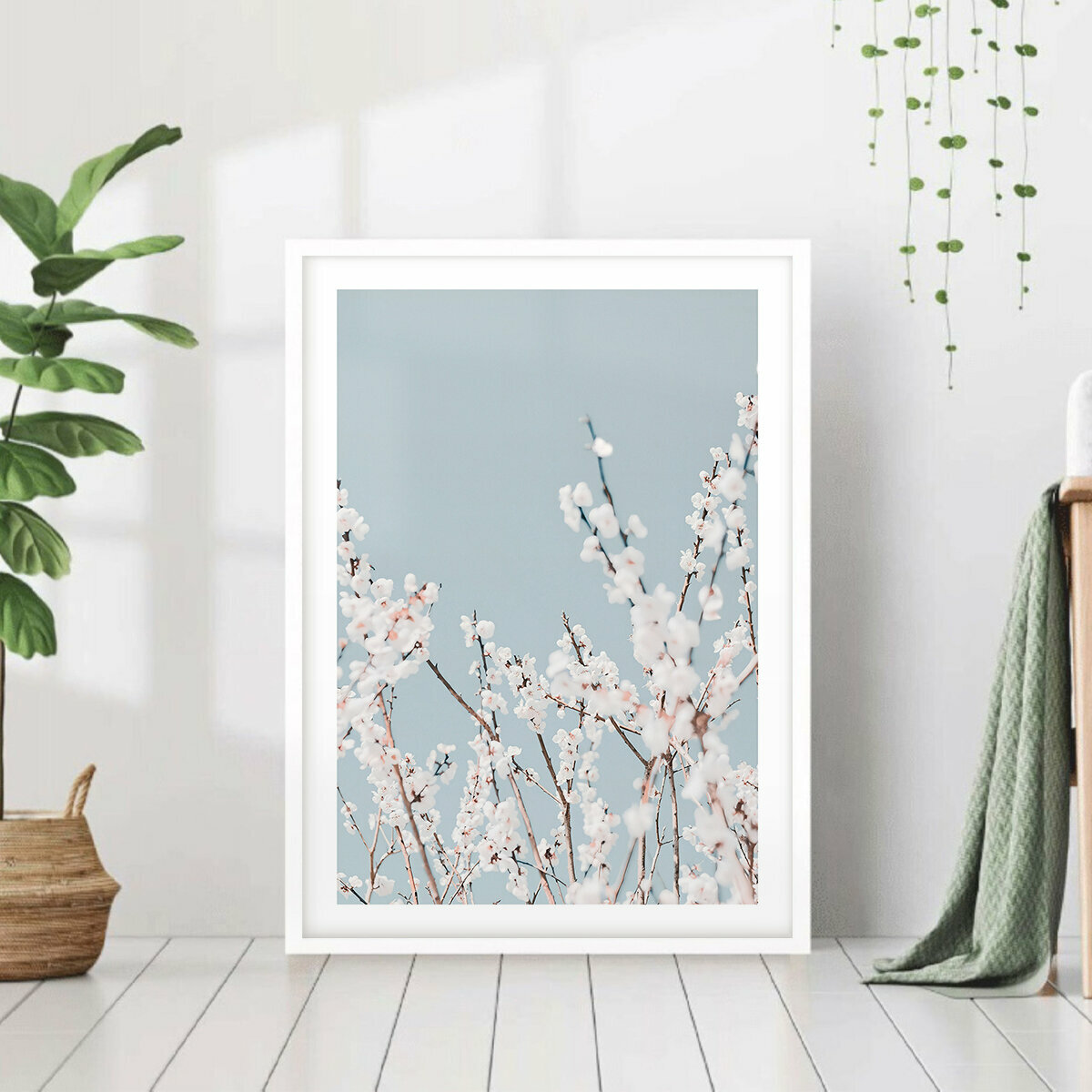 Постер "Цветение весной" 40x50 в белой рамке на стену для интерьера