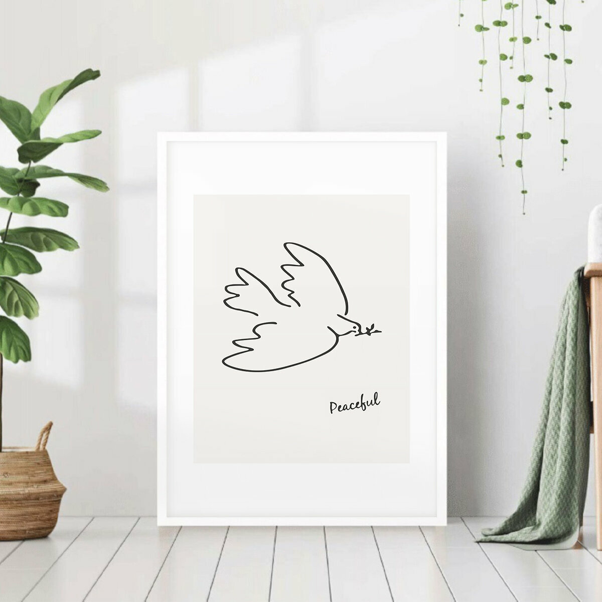 Постер " Голубь Мира репродукция" 40x50 в белой рамке для интерьера на стену