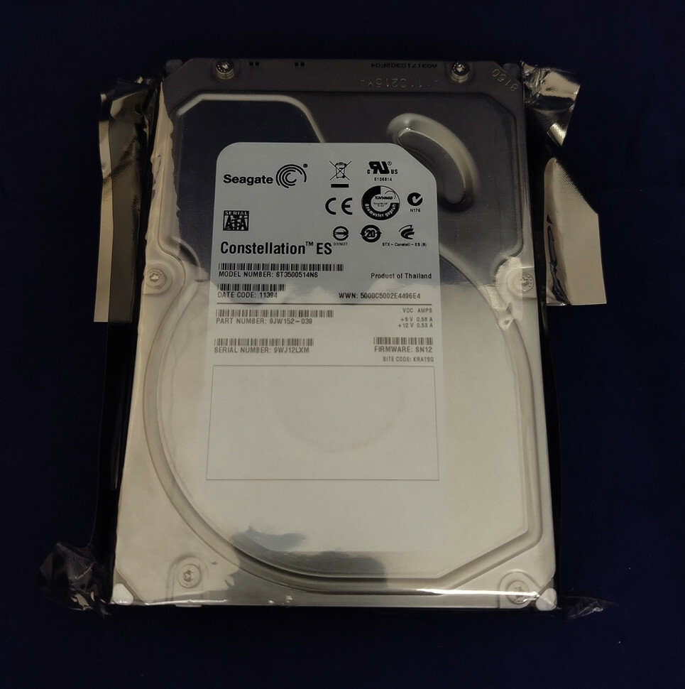 Жесткий диск Seagate Constellation ST3500514NS, 500 Гб, 32 МБ, 7200 об/мин.
