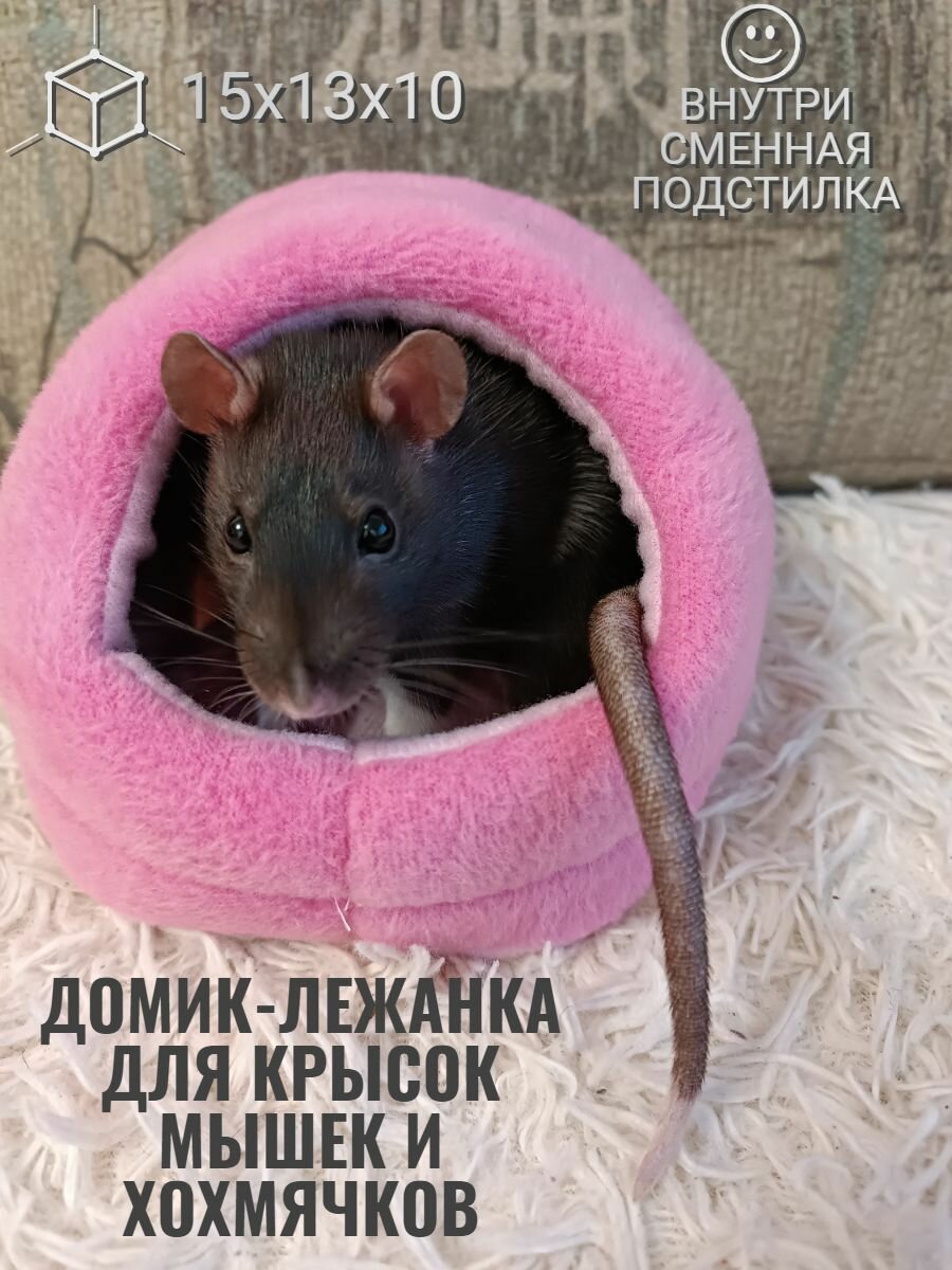 Домик со съемной лежанкой для крысы 15х13х10 розовый