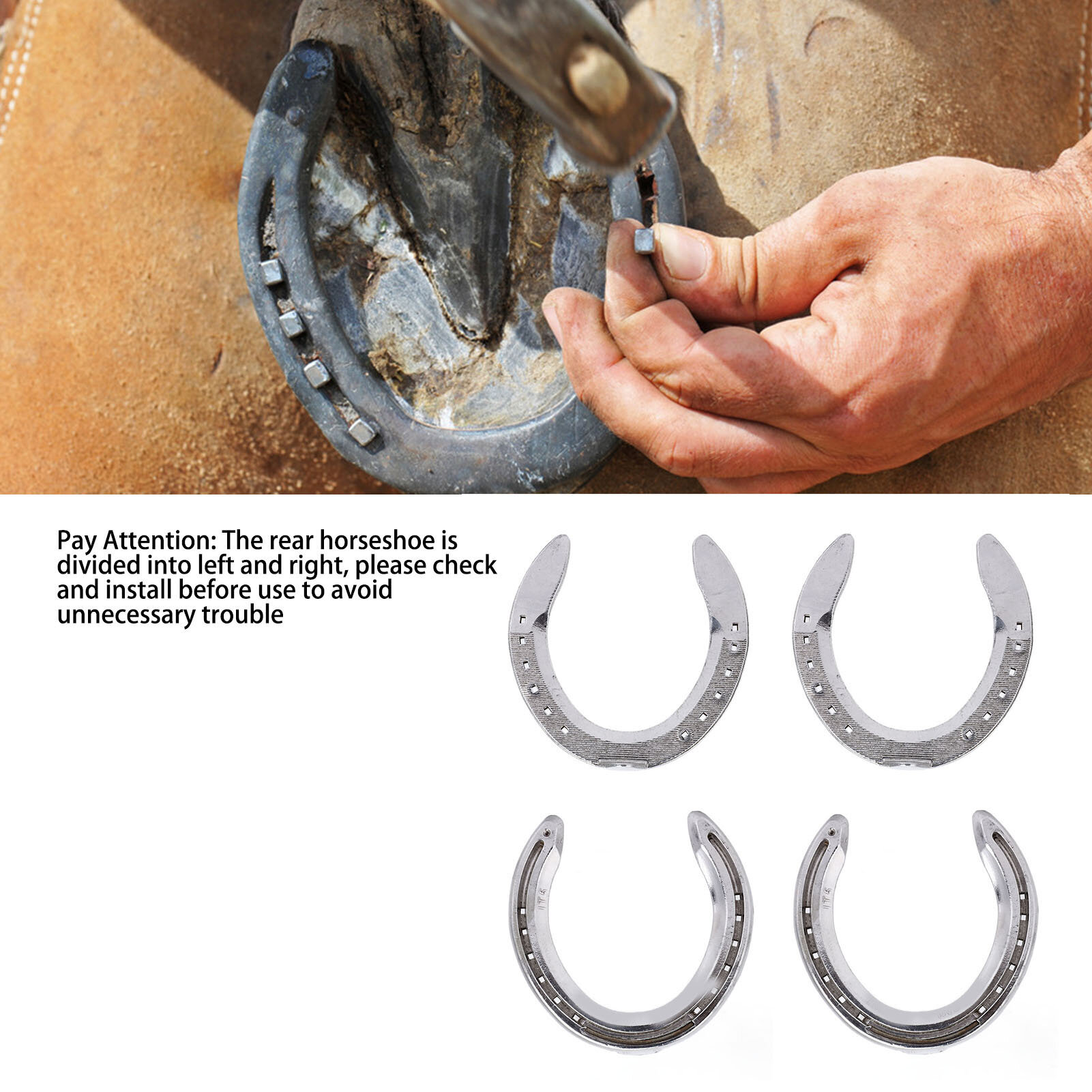 4 шт. подковы из алюминиевого сплава, легкий вес, надежный практичный аксессуар для верховой езды для ипподрома, фермы № 5