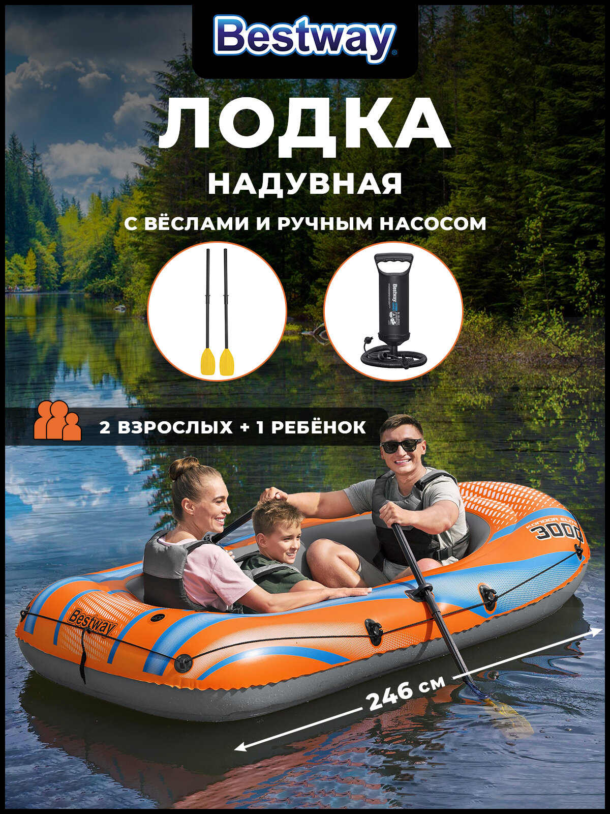 Усиленная надувная лодка для рыбалки и отдыха – одноместная, с повышенной грузоподъемностью