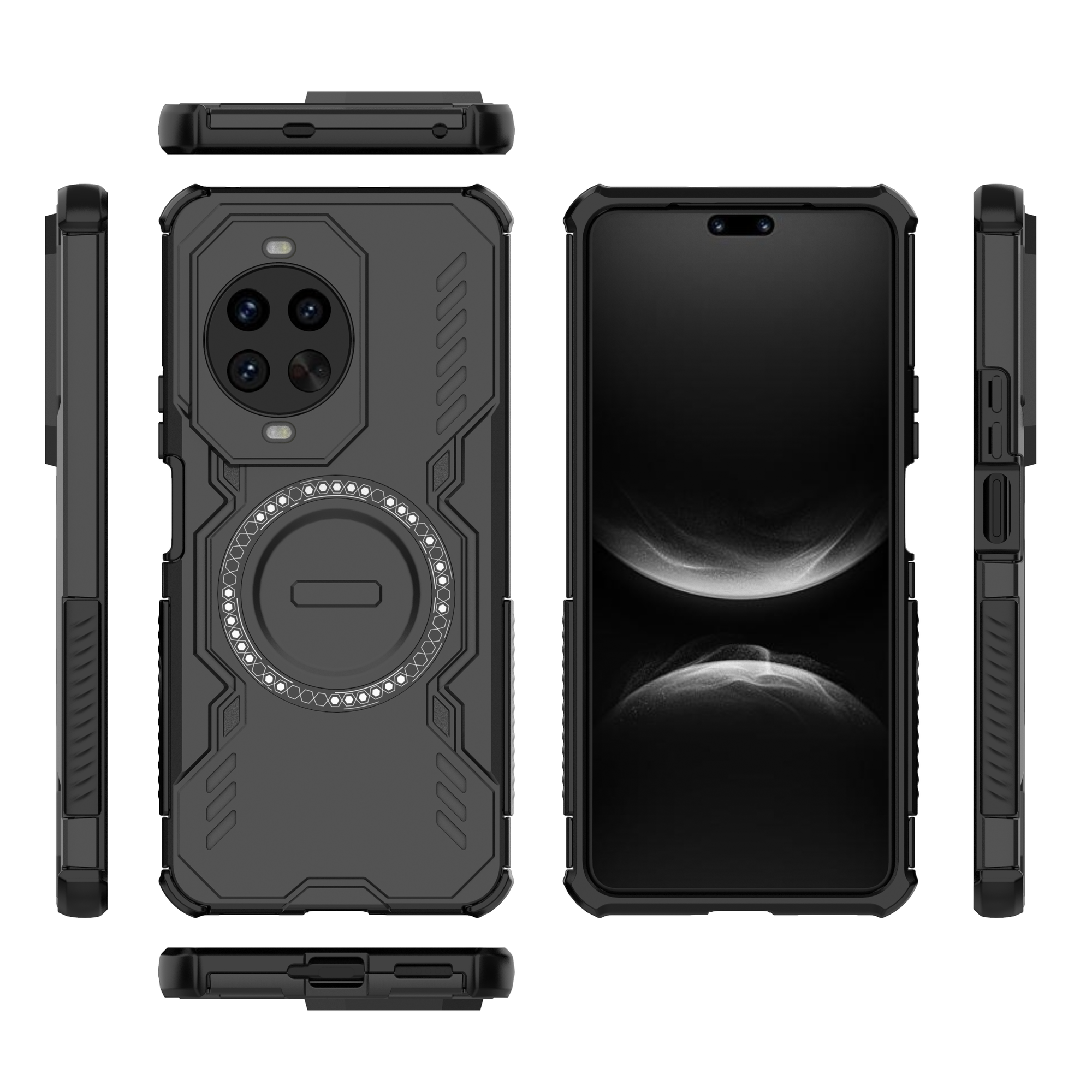 Подходит для Huawei Nova 14 Pro / Хуавей Нова 14 Про Чехол для смартфона поддержкой зарядки Magsafe, Нова 14 Про, подставка, soft touch, матовая поверхность,360° Полная защита, резина, пластик, силикон,