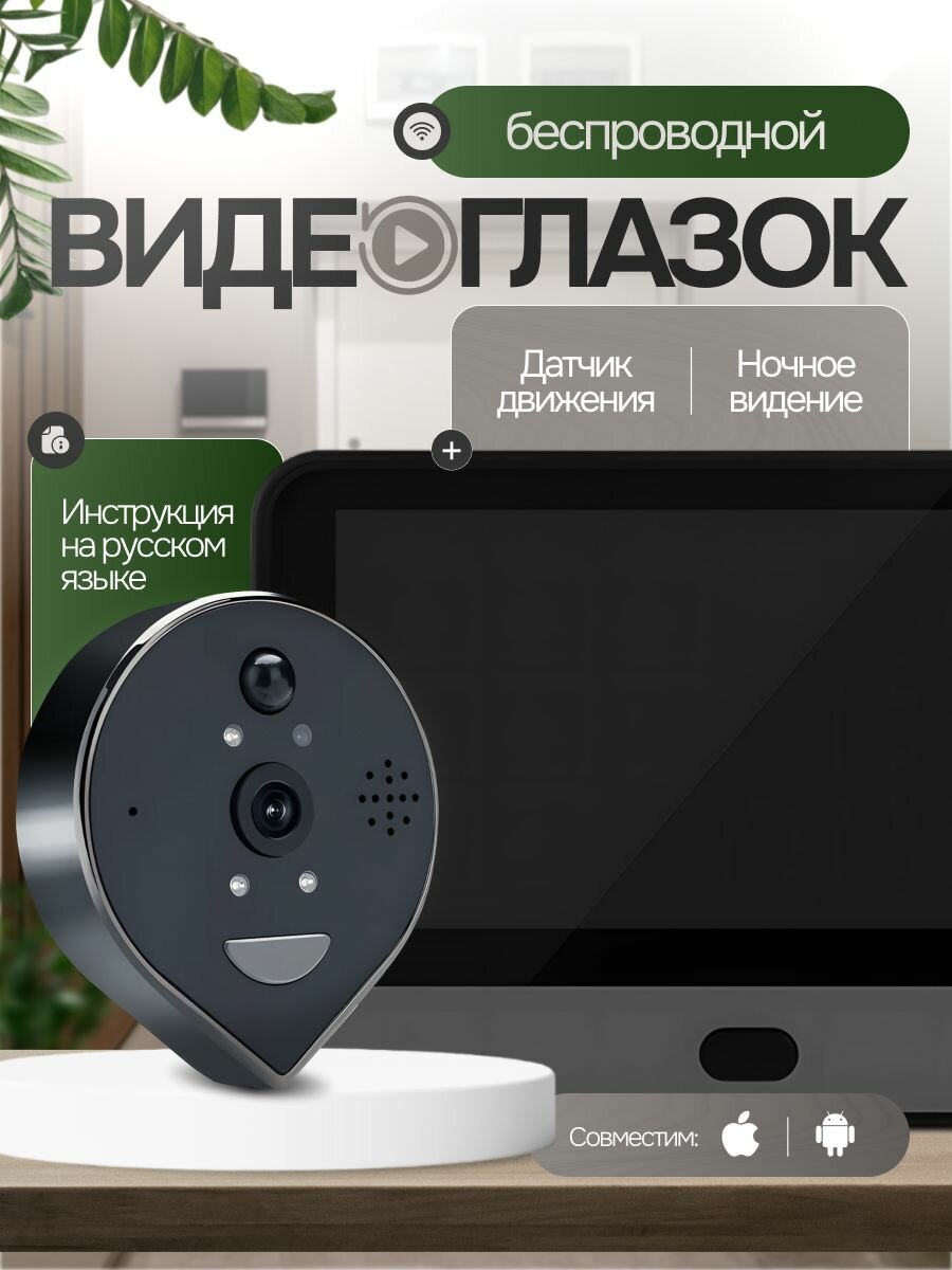 Видеоглазок для входной двери с записью и датчиком движения