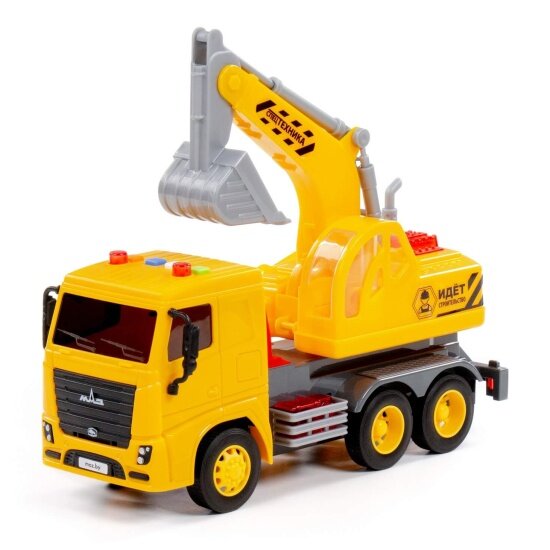Игрушка инерционная Полесье 94049 МАЗ, автомобиль-экскаватор (со светом и звуком)