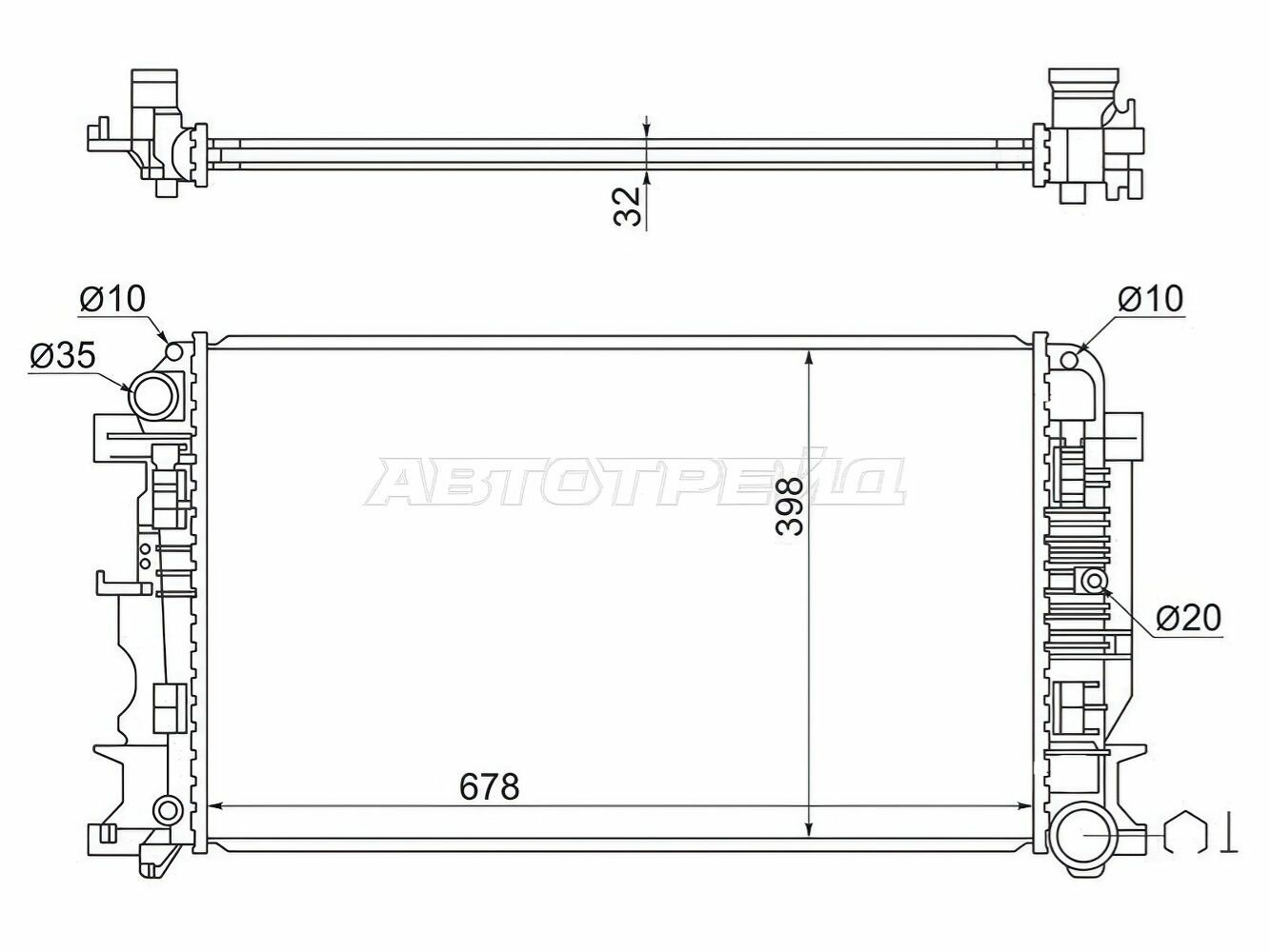 Радиатор охлаждения двигателя для Мерседес 211 CDI, 224 209cdi 211cdi 215cdi 218cdi, 311 CDI, 322 309cdi 311cdi 315cdi 316cdi арт SGMB001006MT SAT