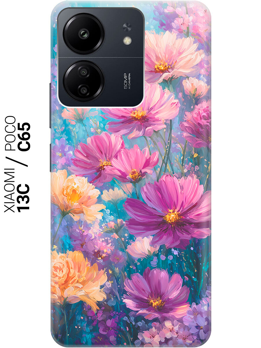 Силиконовый чехол на Xiaomi Redmi 13C / Poco C65 с принтом "Палитра полевых цветов"