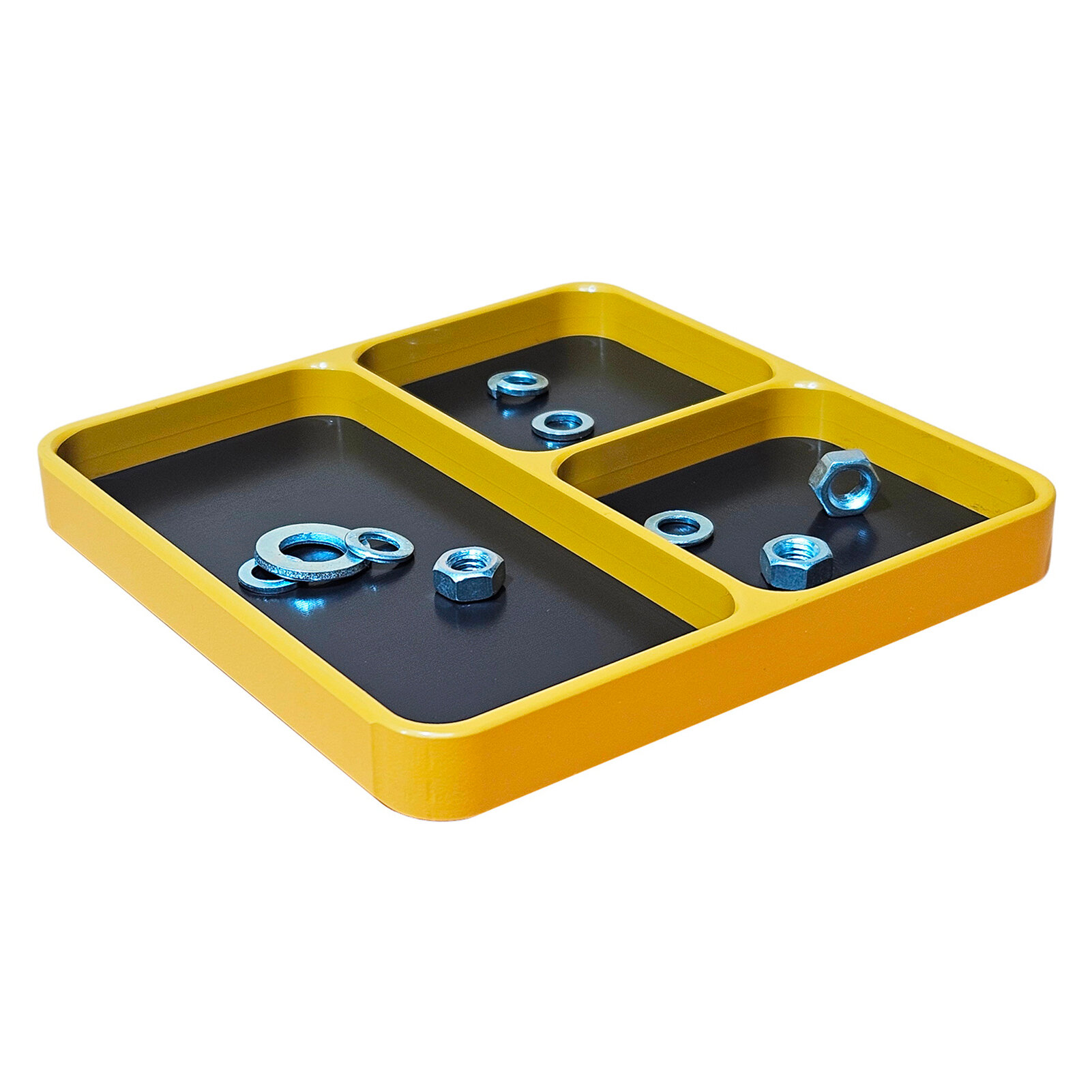 Магнитная подставка для винтов инструменты запчасти металлический органайзер с 4 отсеками съемная магнитная подкладка для гаек болтов штифтов хранение организация для Модельных Автомобилей RC, материал алюминиевый сплав CNC, цвет желтый синий, размер