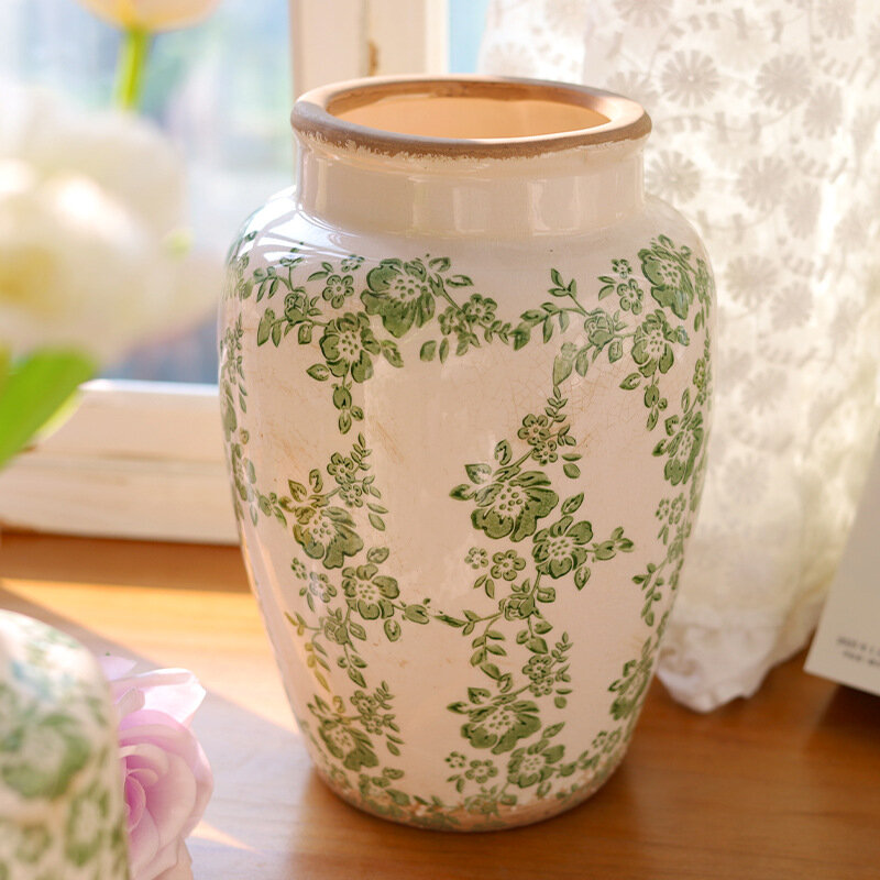 Винтажная старая ваза с трещинами на льду, серия «Камелия», керамическая ваза, элитное украшение для гостиной