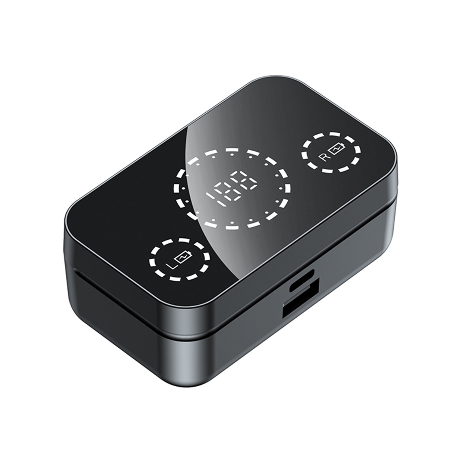 Гарнитура беспроводная BT 5.3 YD08 Mirror с зарядкой для мобильных телефонов с цифровым дисплеем HD LED, черный, белый, 1 пара гарнитур, зарядный футляр, зарядный кабель, Type-C, 35mAh, 800mAh, 7 часов, 10.9*8.8*4.3cm, 76g