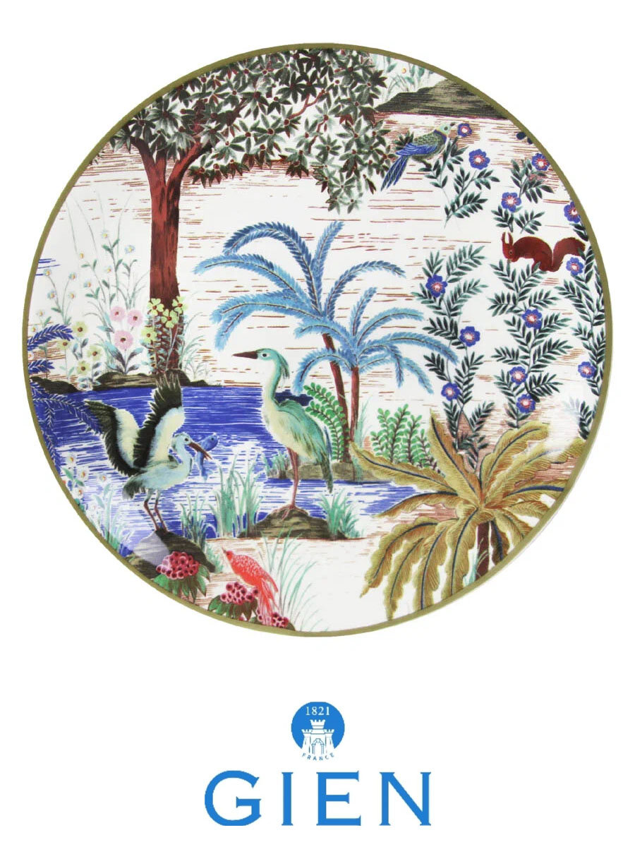 Тарелка для канапе Gien Le Jardin Du Palais Цапля, 17 см, фаянс, 1 шт.