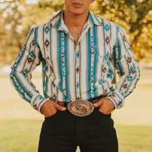 Вестерн ковбой тренд ретро молодежная мужская панк цифровая печать двойной карман мужская рубашка