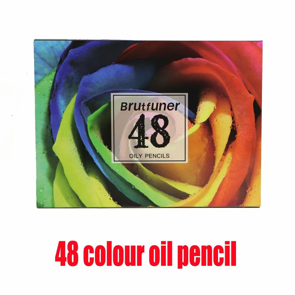 Карандаш масляный Brutfuner 48/72/120/160/180/260 цветной, канцтовары для студенческого художественного рисования, необработанное дерево, грифель водорастворимый