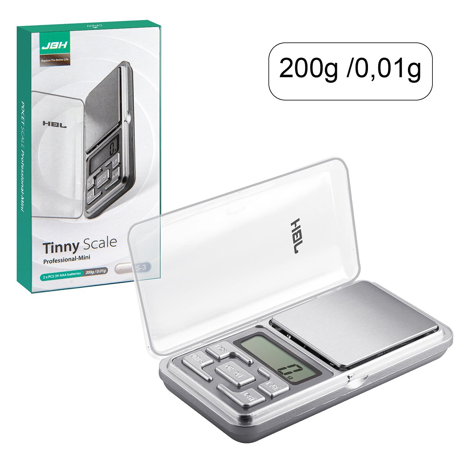 Электронные весы JBH S-3 200g/0.01g портативные, серебристые