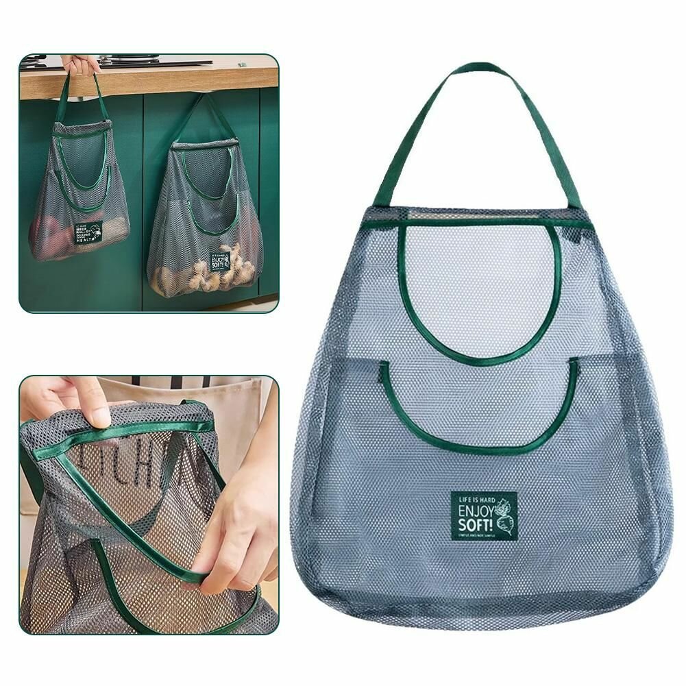 Кухонная подвесная сетчатая сумка, Сетка для овощей, сумка для хранения лука, чеснока, экомешочки