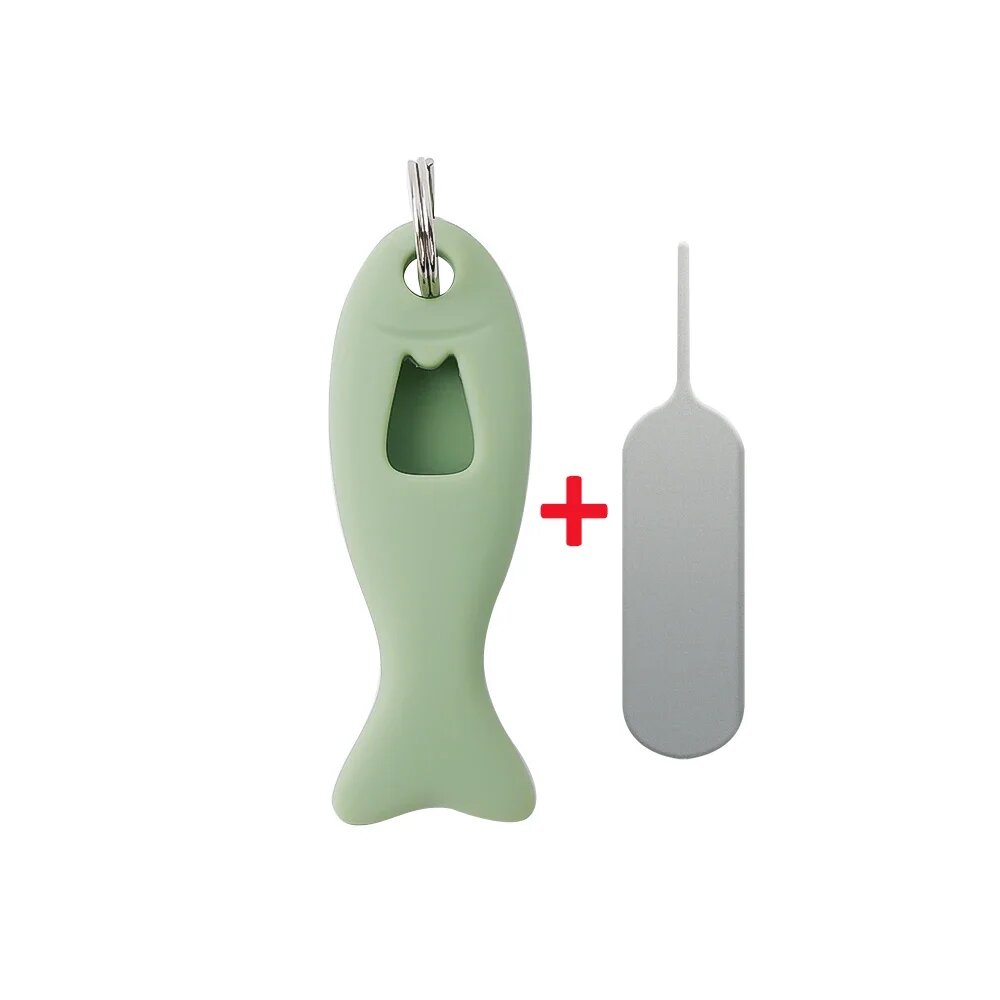 Для удаления игольчатых штифтов для SIM-карты игольчатых держателей Лоток с открытой иглой для мобильного телефона Чехол для хранения SIM-карты Инструмент для извлечения с брелоком A- Green