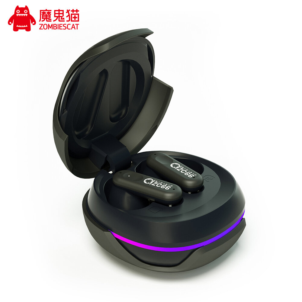 ZOMBIESCAT B5 Wireless Earbuds BT5.4 Earphone, Lightweight and Noise Cancellation Design, Low Latency, Rechargeable Battery, Cool Lighting Effects, Compatible with Android iOS Suitable for All Ear Types