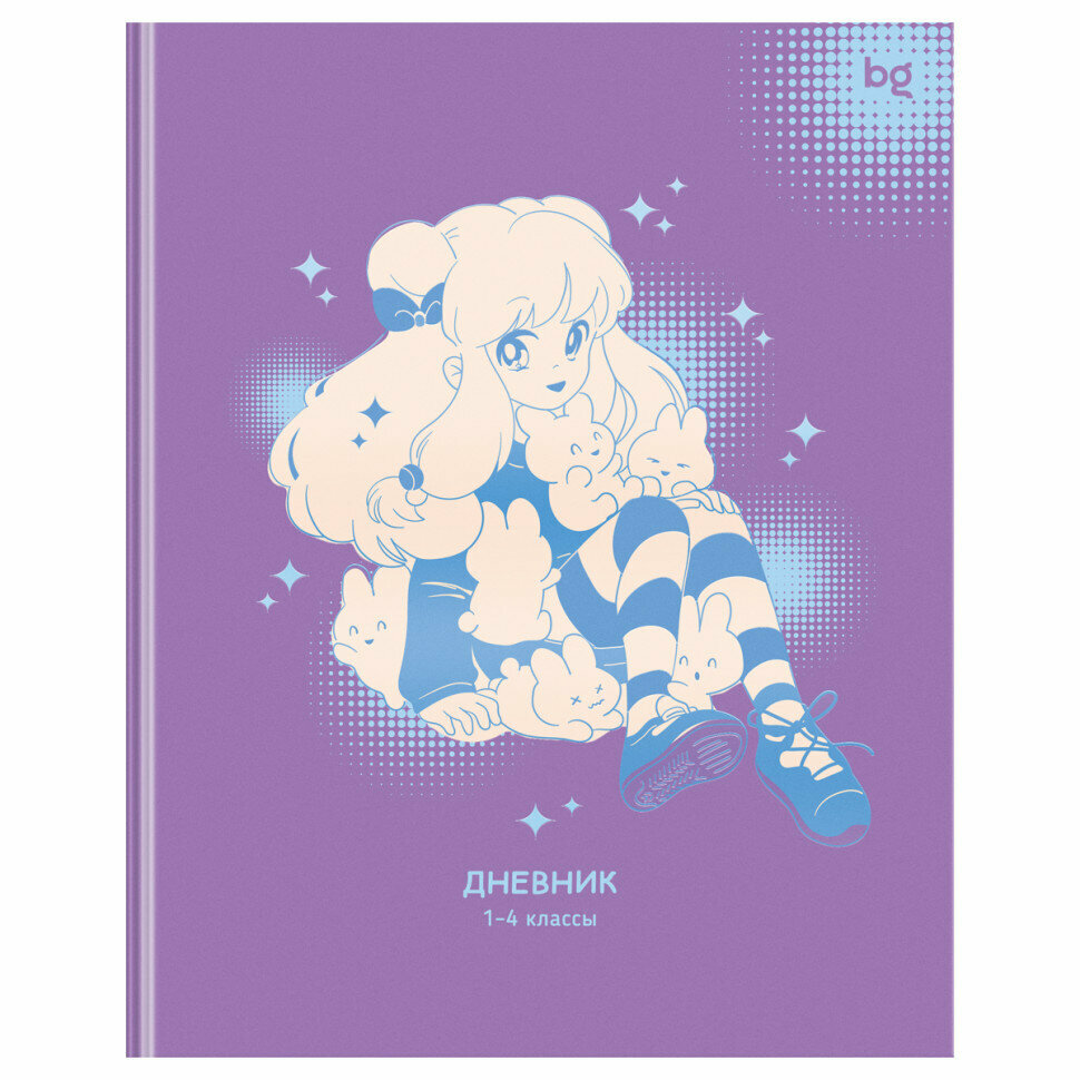 Дневник 1-4 кл. 48л. (Лайт) BG "Anime girl", матовая ламинация, выб. лак, 376726