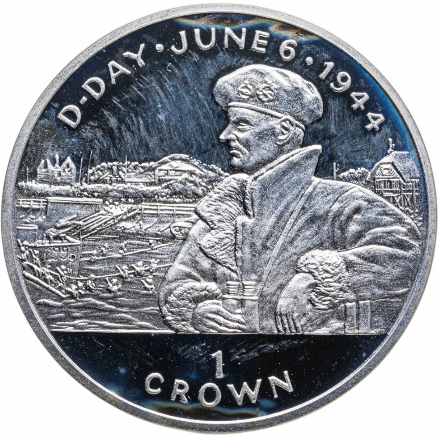 Остров Мэн 1 крона 1994 50 лет высадке в Нормандии 6 июня. Бернард Монтгомери