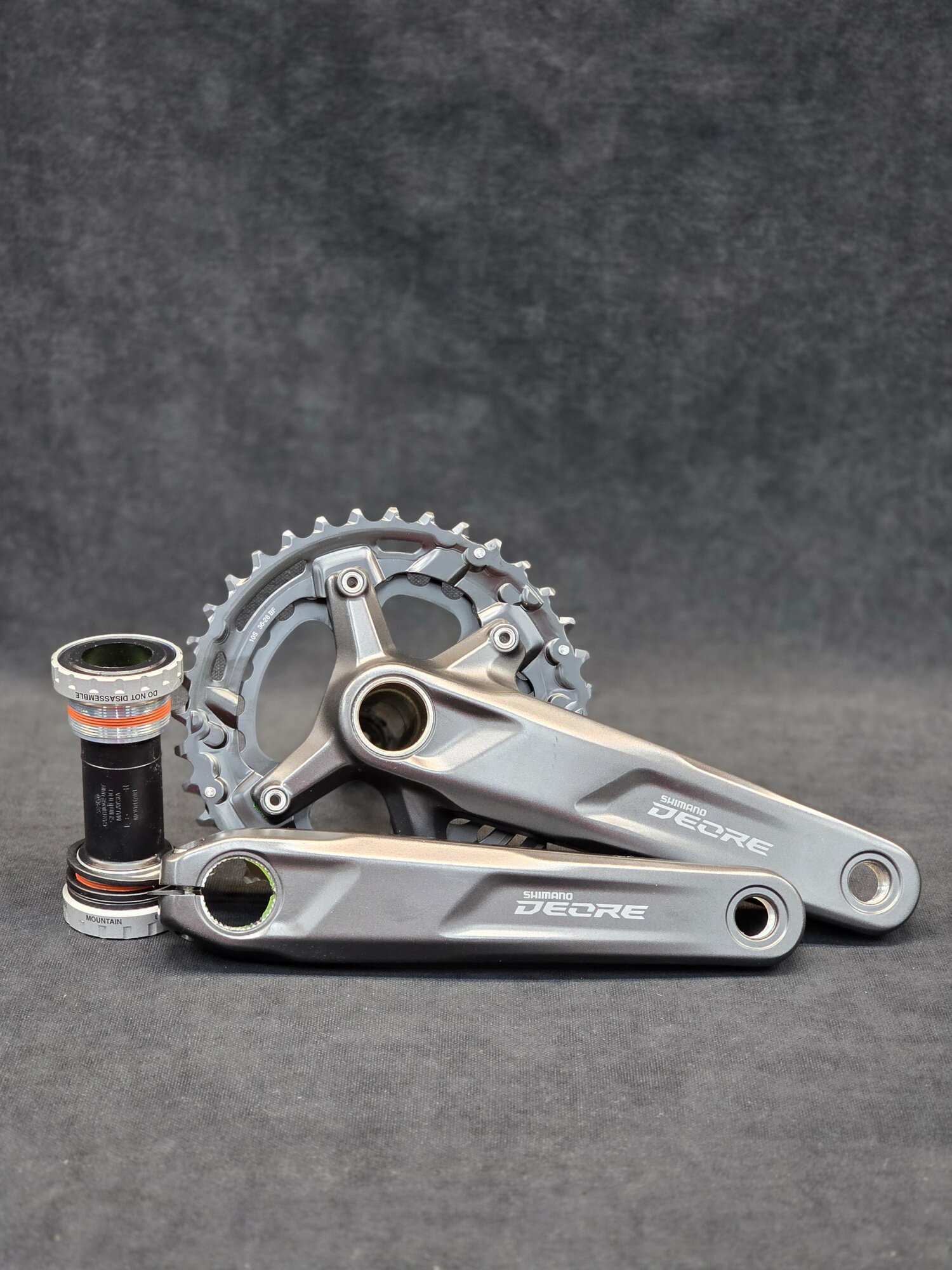 Система шатунов (шатуны) для велосипеда Shimano Deore FC-M4100-2, Hollowtech II, 36/26T, 170 мм, 68/73 мм, каретка (Deore SM-BB52) в комплекте (OEM без коробки)