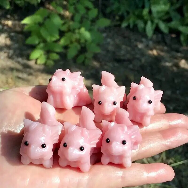 Статуэтка розового опала с драконом, 1 шт.