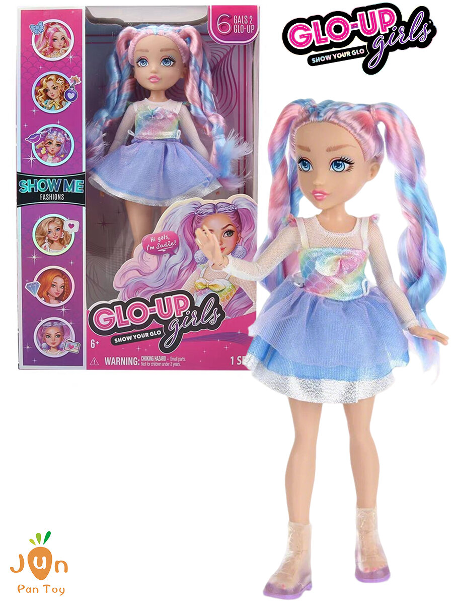 Кукла Far Out Toys GLO-UP Girls Sadie S1 -S / игрушки для девочек, модные куклы, с длинными розово-голубыми волосами, подходят для детей от 6 лет и старше
