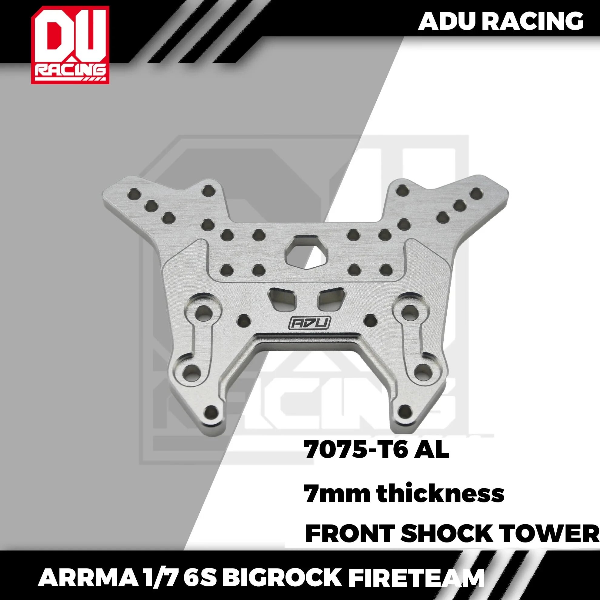 ADU Racing передняя алюминиевая для ARRMA 6S BIGROCK FIRETEAM с ЧПУ 7075-T6, Серый
