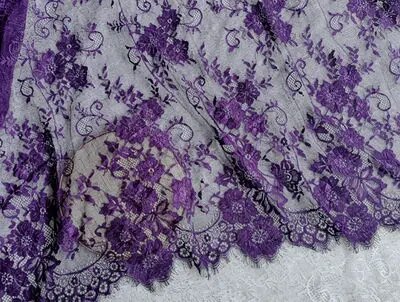 Французское кружево Шантильи, полиэстер, 150х300 см Сиреневый, Purple