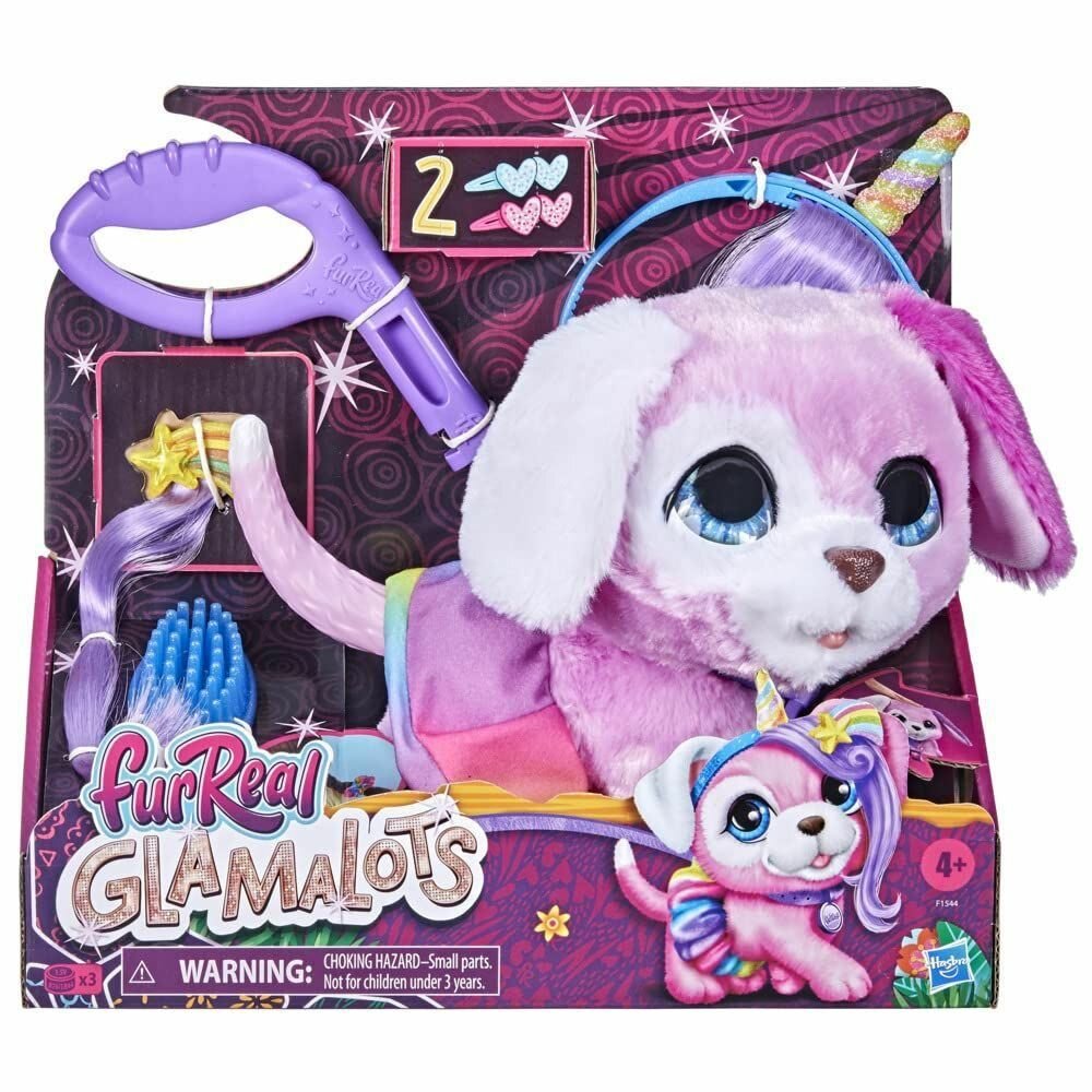 Hasbro FurReal Friends Glamalots Плюшевая интерактивная игрушка-ходячий щенок с забавными звуковыми эффектами