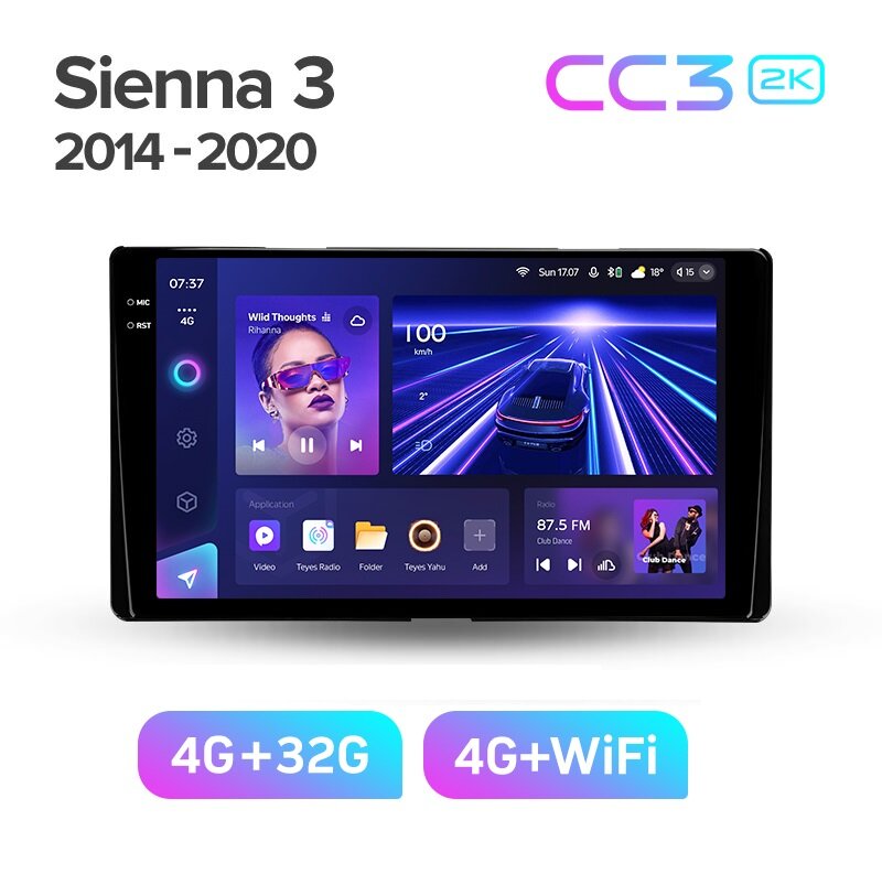 Магнитола TEYES TOYOTA SIENNA 2014-2020 г. CC3 2K 4/32ГБ