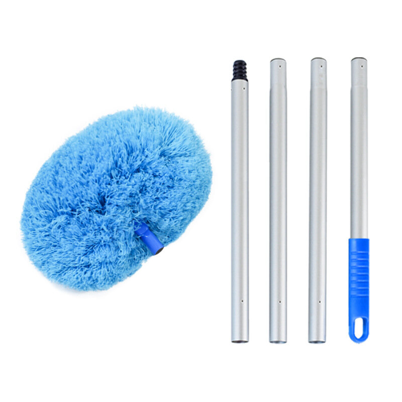 Воздухоподъемный пылесос для потолка, уборка стен, многофункциональный круглый инструмент для уборки, бытовой инструмент для уборки, щетка для уборки Синий (модель с разъемным алюминиевым сплавом 1,4 м)
