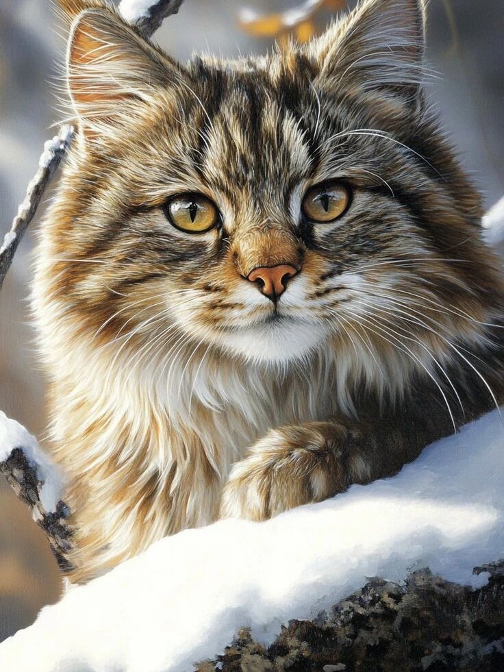 Алмазная живопись Сибирский лесной кот AB Square 40X30cm, 5