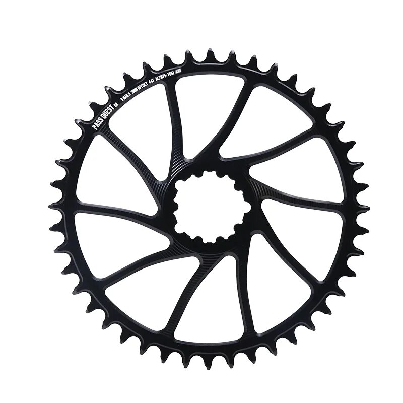 Передняя звезда PASS QUEST для SRAM 3 болта черная/серебристая 3мм смещение 38-54T 46T, Black AXS