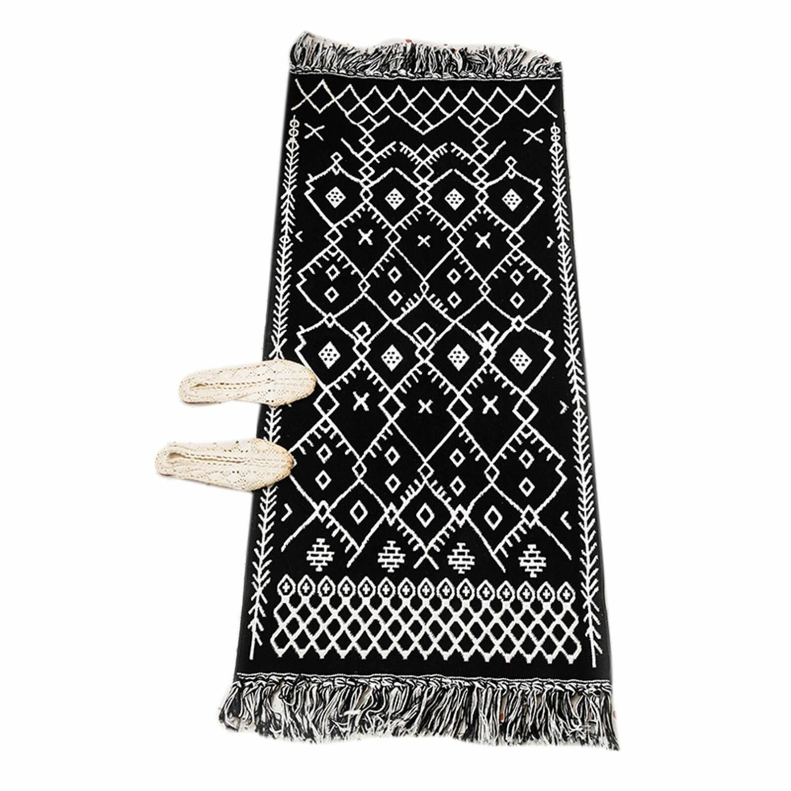 Тканый ковер с кисточками из хлопка и льна в этническом стиле-Situ Yake-60x130 см