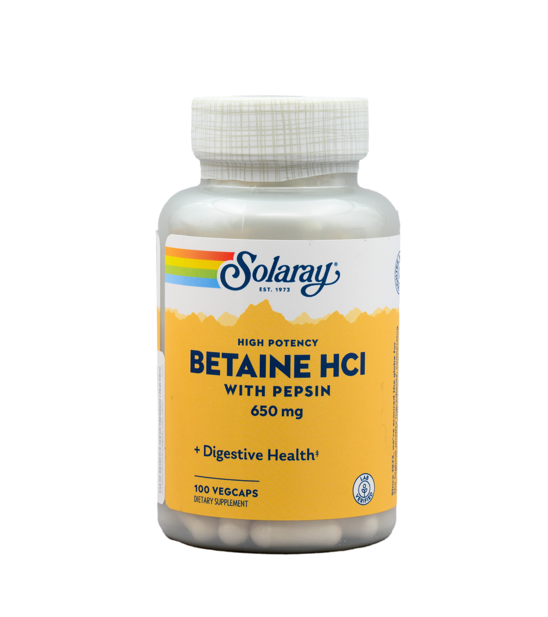 Бетаин Solaray High Potency, для пищеварения, 650мг, 100 капсул