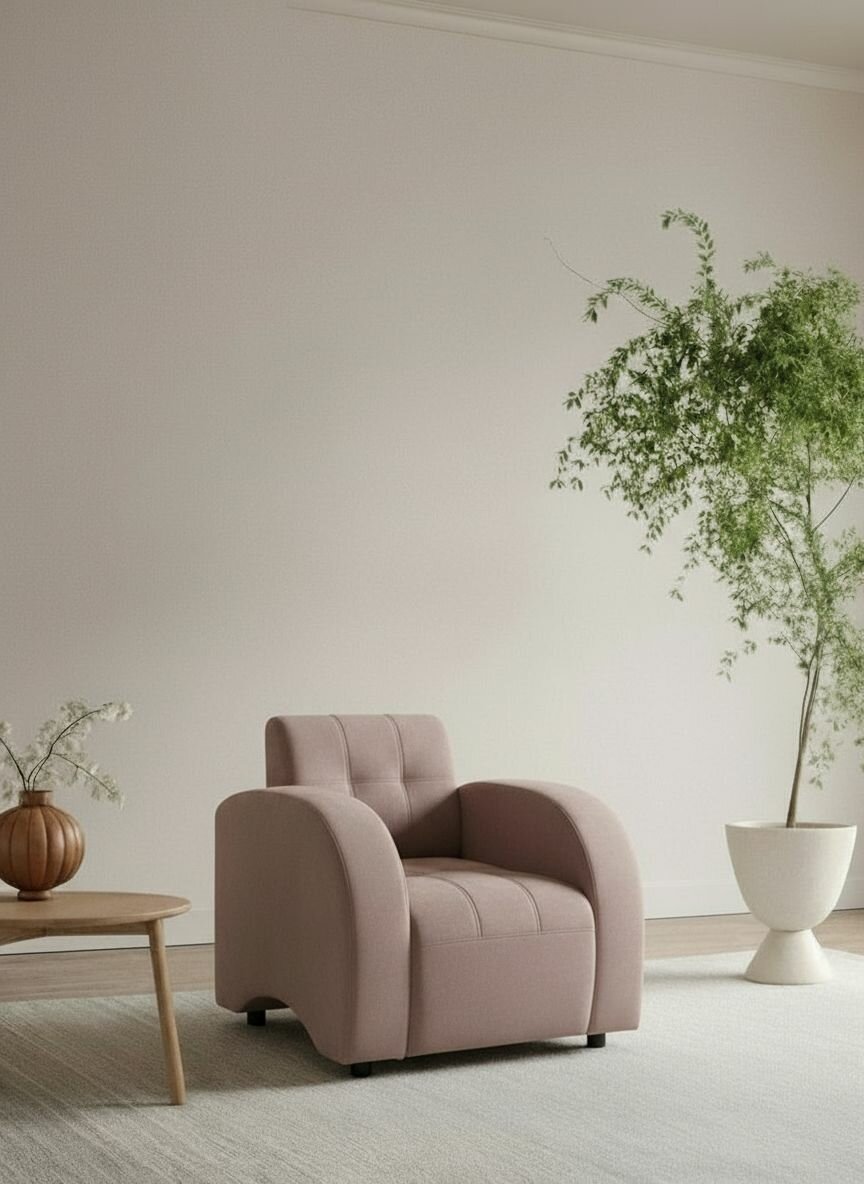 Кресло Вега с подлокотниками бежевый велюр в офис, дом, салон красоты, прихожую, гостиную, зону ожидания.