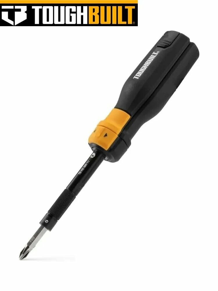 Магазинная отвертка с трещоткой TOUGHBUILT TB-H5-MR-11, с нескользящим хромированным покрытием, устойчивая к ржавчине