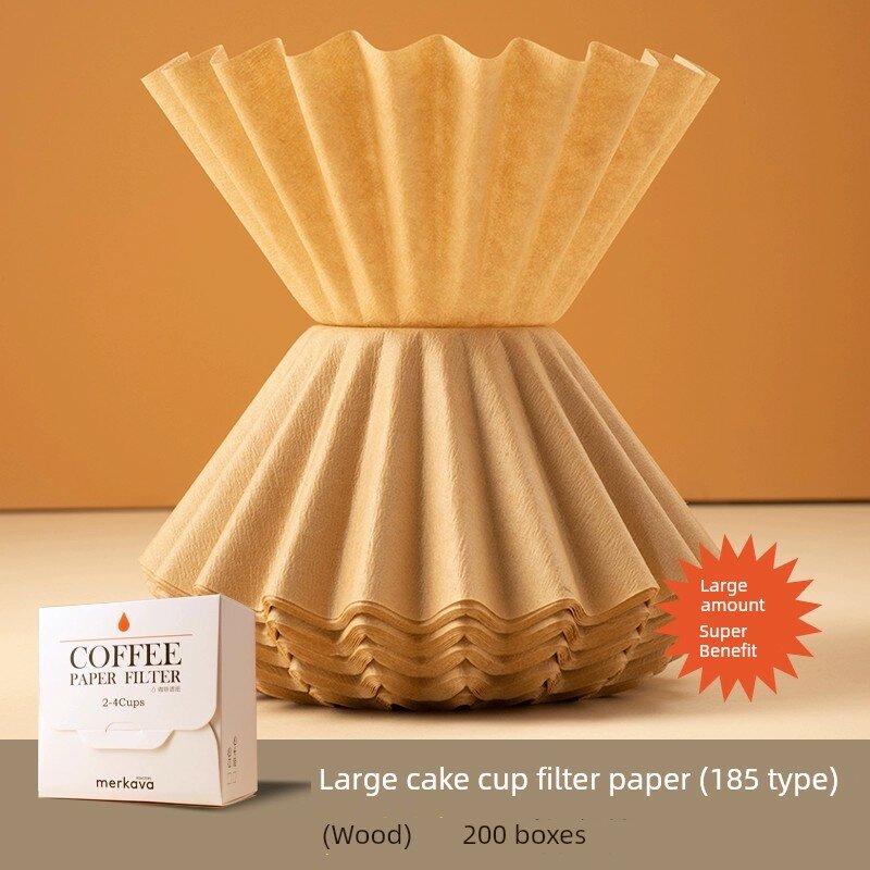 Большая кофейная фильтровальная бумага 185 мм, натуральный деревянный цвет, 200 листов в коробке для фильтрации