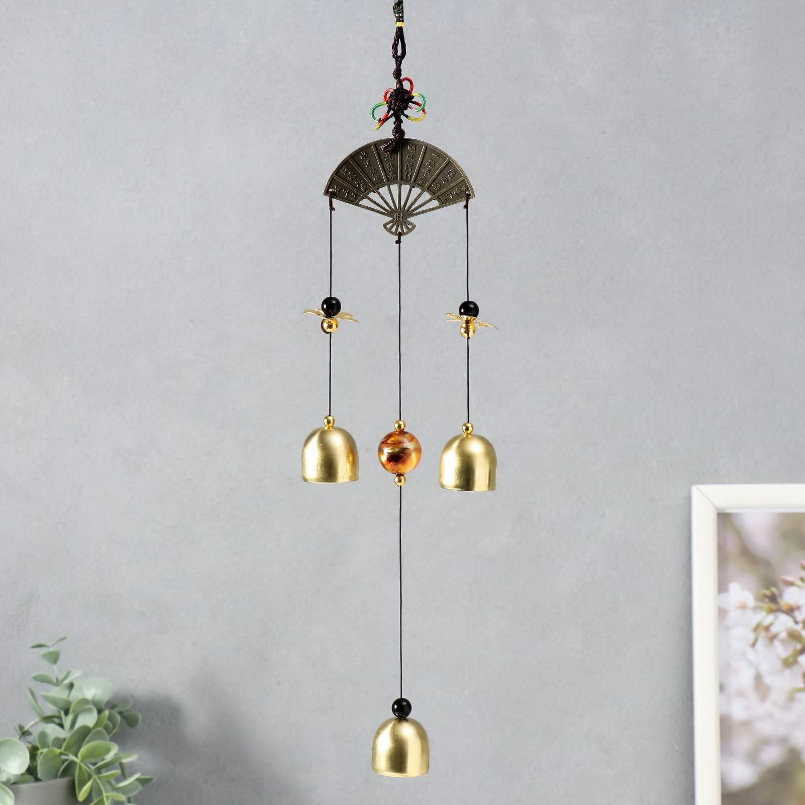 Музыка ветра "Веер", 3 колокольчика, 27.5 см, вид: декор на дверь
