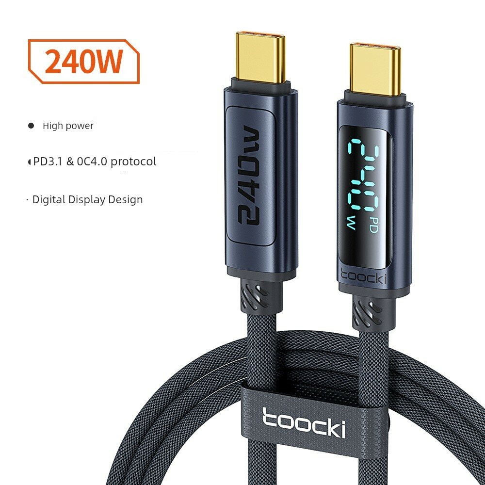 Кабель для быстрой зарядки PD240w с умным цифровым дисплеем, Type-C, двойной порт C, для OPPO, vivo, автомобильное