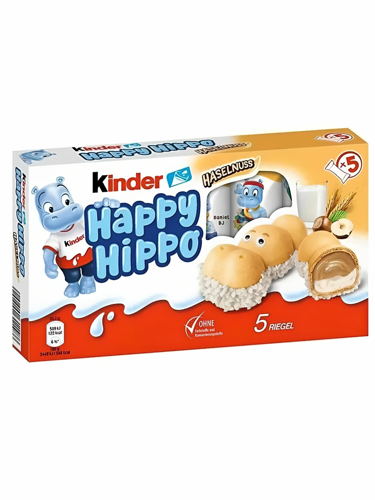 Печенье, шоколадно - молочное, с ореховой начинкой Kinder Hippo Milk Hazelnuts Biscuits (103,5 грамм)