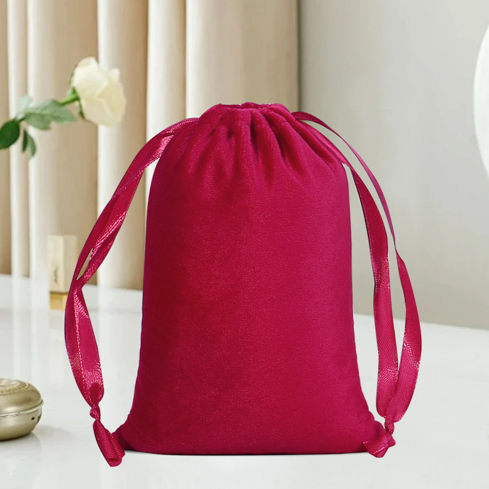 Сумка из фланели для украшений, сумка из велюра для украшений, наушники, косметическая подарочная сумка (красный, 17*23 см)